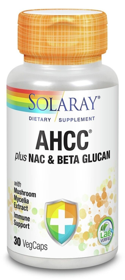 SOLARAY AHCC plus NAC & Beta Glucan Immune System Support - 30 Veg Caps ...