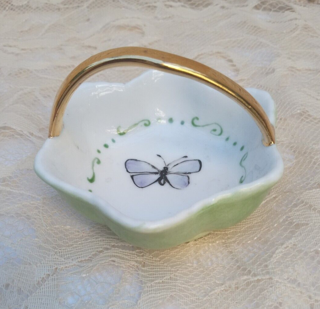 Vintage 1995 Miniature Porcelain Basket with Butterfly | eBay