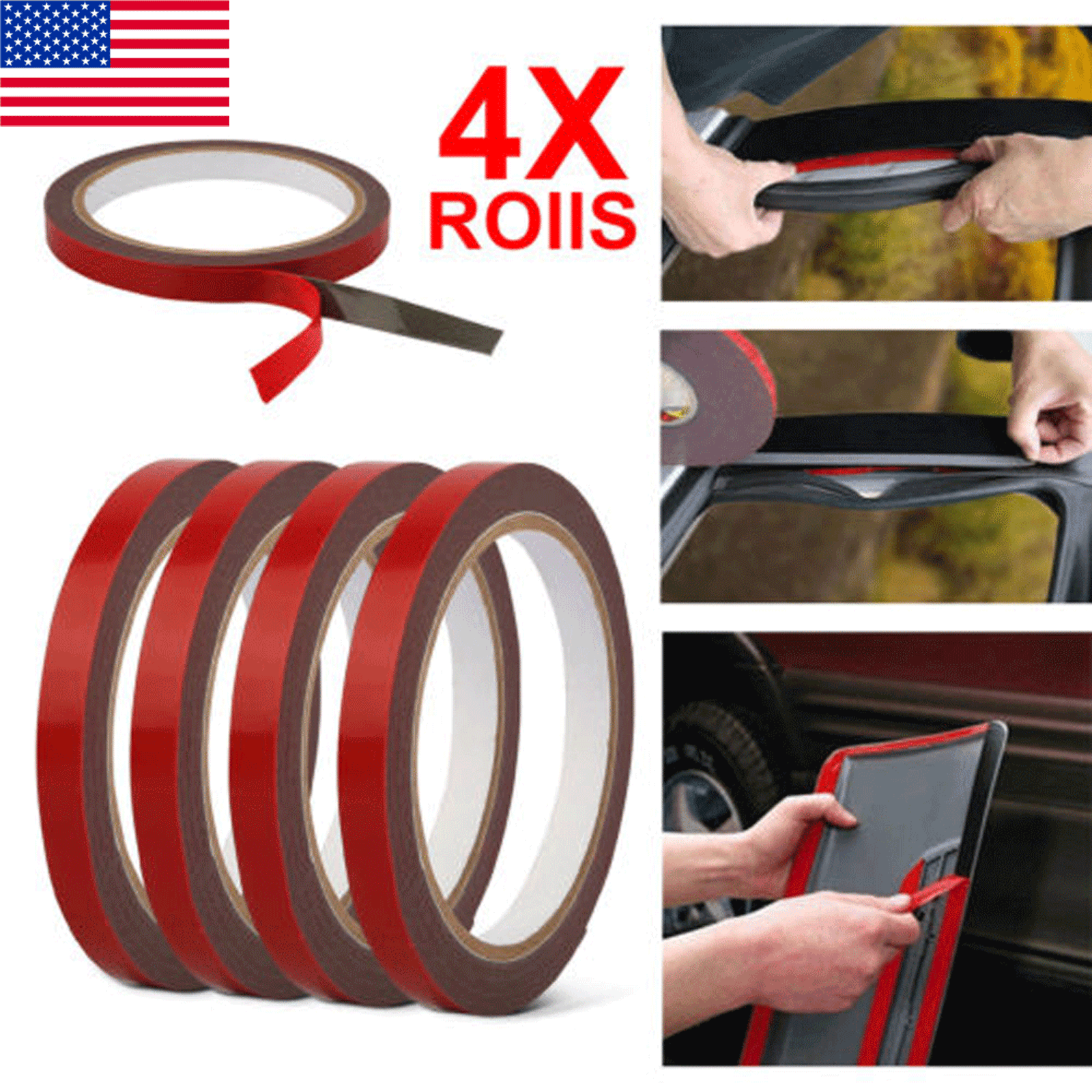 4X Auto Tape Acrylic Foam Double Sided Mounting Adhesive 3m x 10mm ...