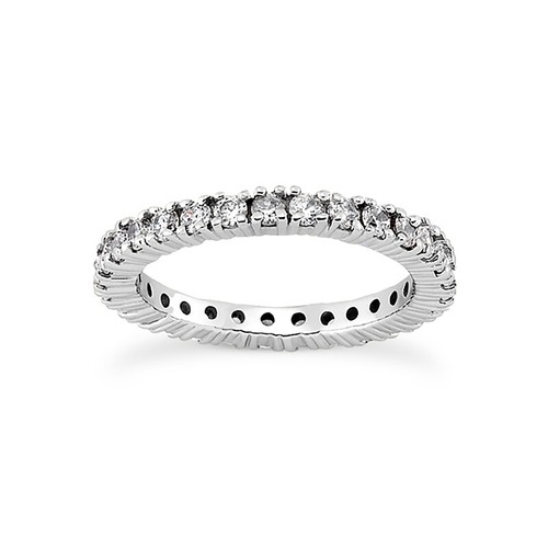 4ct 14k Solid White Gold Four Prong Natural Diamond Eternity Ring I2 ...