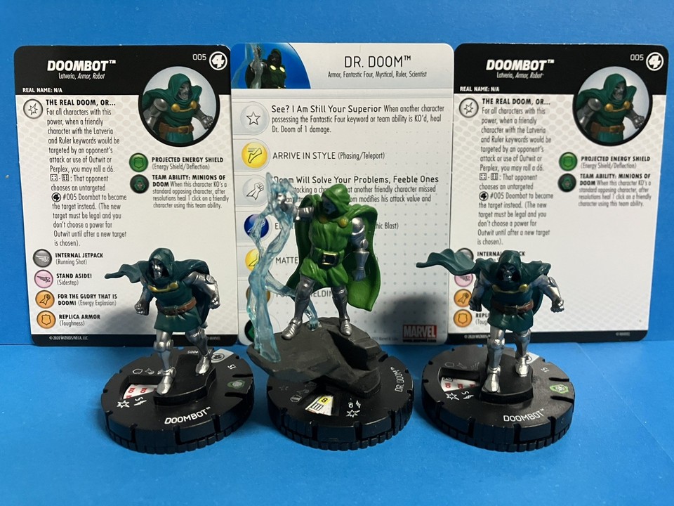 Heroclix Marvel Dr. Doom #019 GG w/ Doombot #005 (x2) Fantastic Four ...