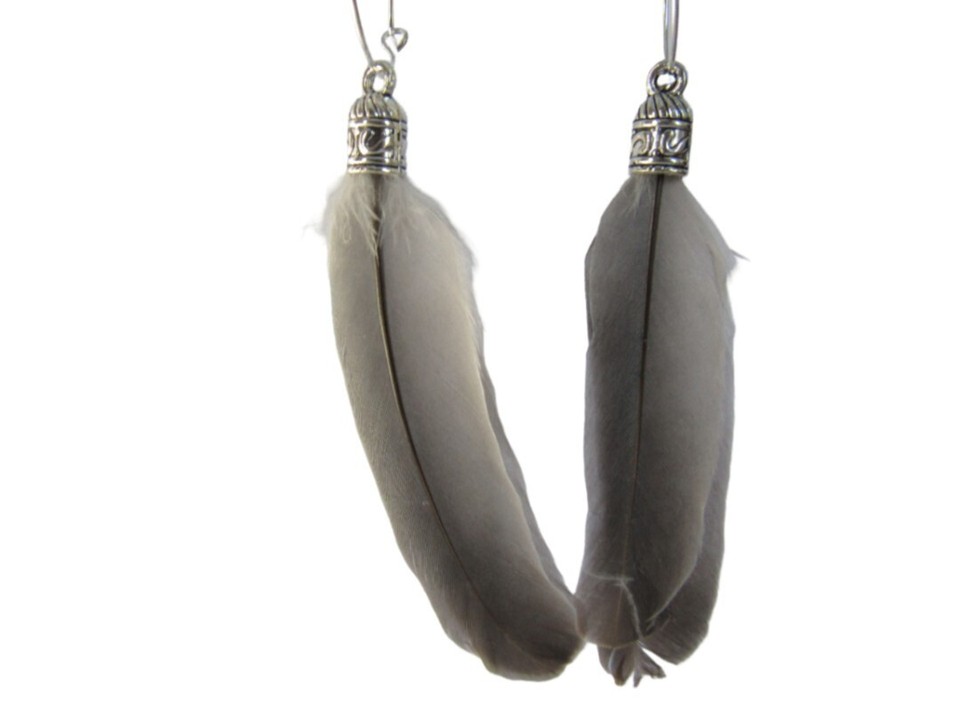Magpie Feather Earrings Corvidae Bird Feather Silver Hoops Jewelry E580 ...