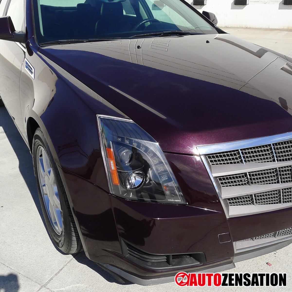 Fit 2008-2014 Cadillac CTS Black Projector Headlights LED Strip Lamps ...