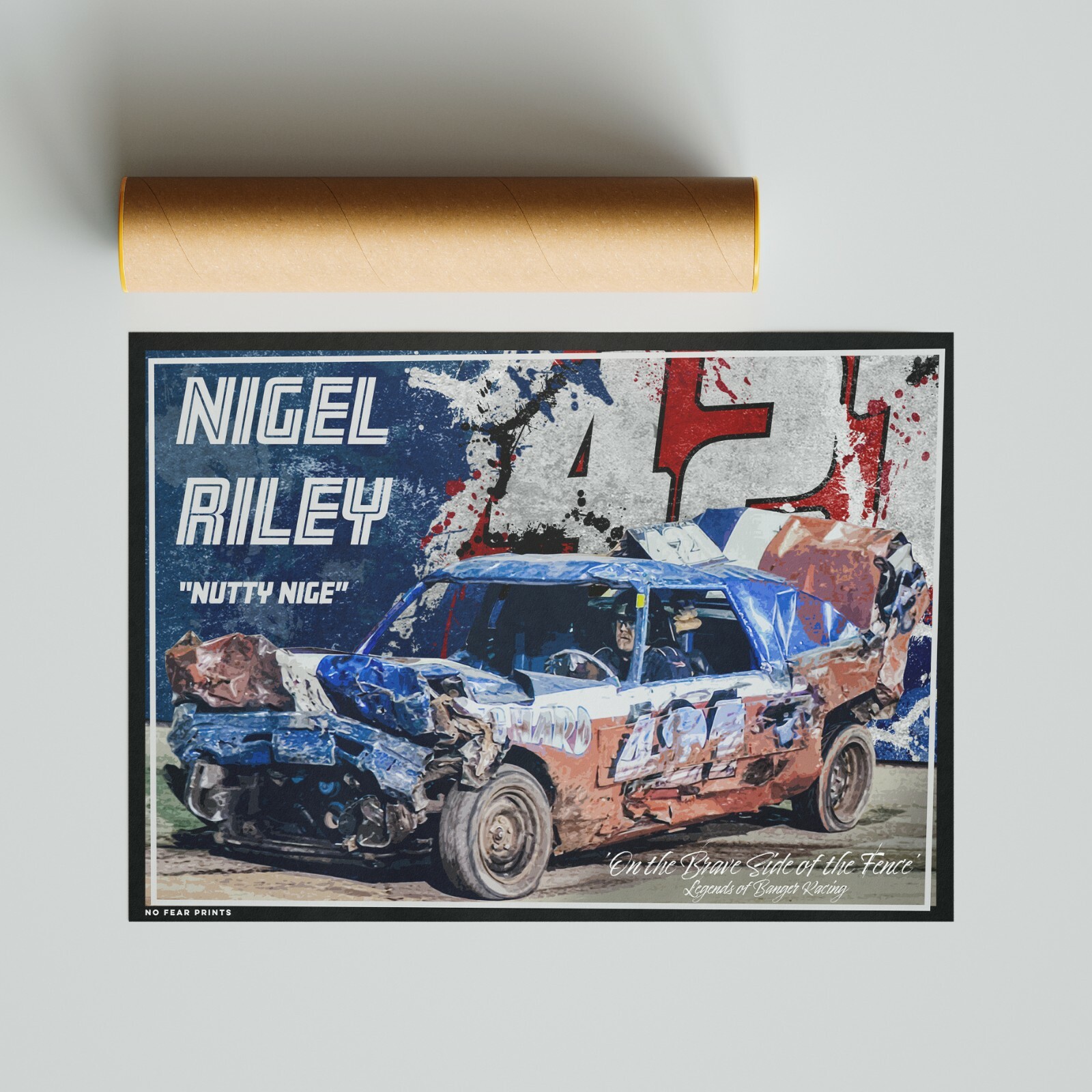 Nigel Riley Banger Racing Poster Motorsport A4 A3 A2 Wall Art. Nutty ...