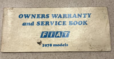 1978 Fiat Owners Warranty & Service Book Vintage Collector 78 ...