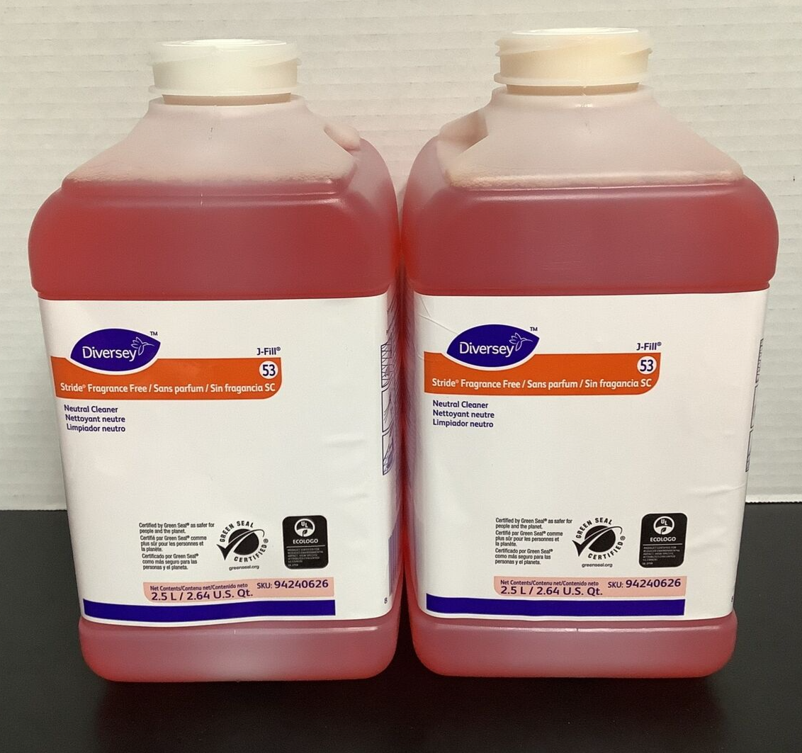 2X Diversey 94240626 Stride Fragrance Free 53 Neutral Cleaner J-Fill 2 ...