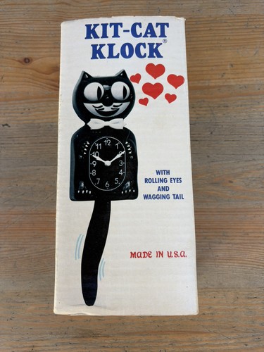 Vintage Jeweled Black Kit Kat clock with Original Box for Parts | eBay