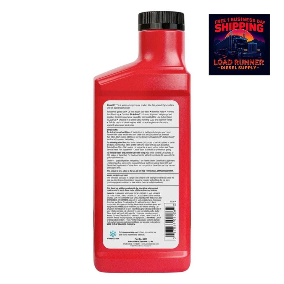8026 Power Service Diesel 911 – 26 oz Emergency Diesel Fuel De-Icer ...