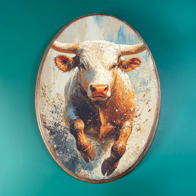 BULL WOODEN DECOR, Fantasy Gothic Cow Wood Plaque, Rustic Farm Animal ...