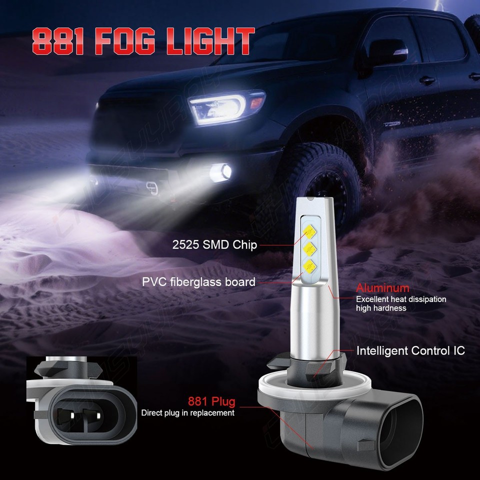 For 1991-1996 c4 Corvette 100W LED HID Fog Light Conversion Kit SUPER ...