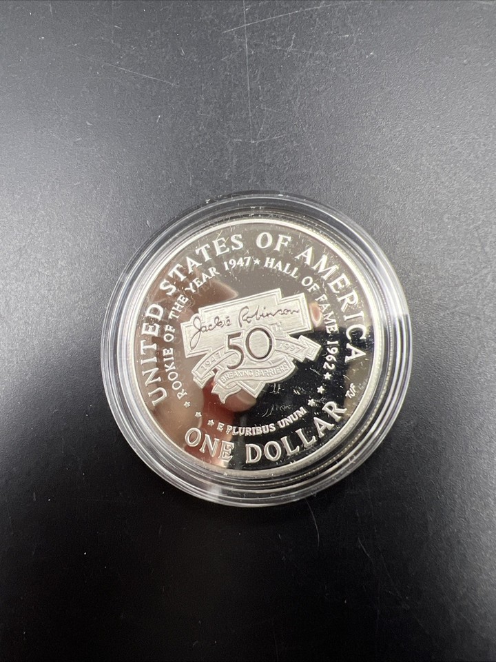 1997 Jackie Robinson MLB Baseball Dodgers Commemorative Silver Dollar ...
