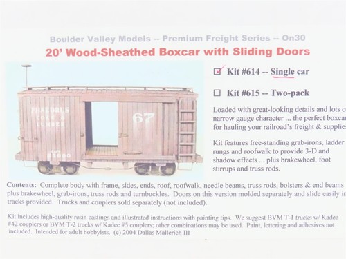 On30 Scale Boulder Valley Models Kit #614 20' Wood Sheathed Box Car | eBay