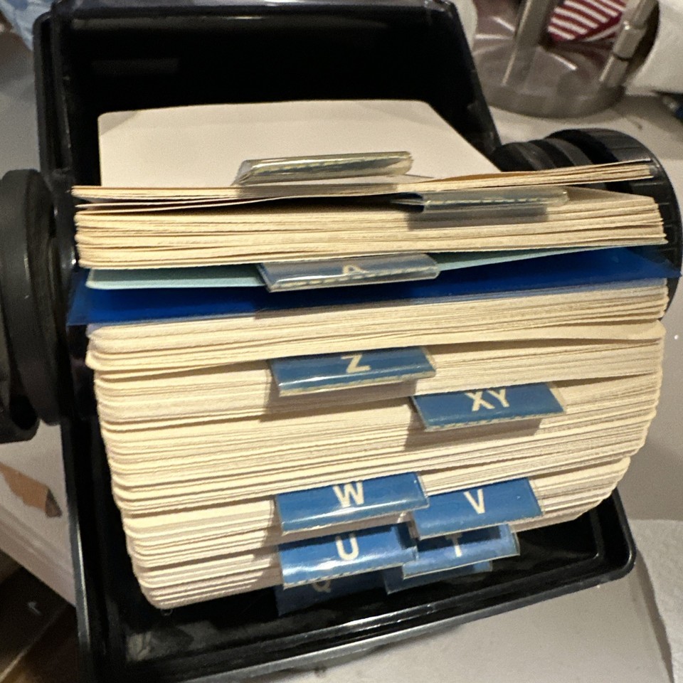 Vintage ROLODEX Swivel Card File Covered with Tabs and Blank Cards ...
