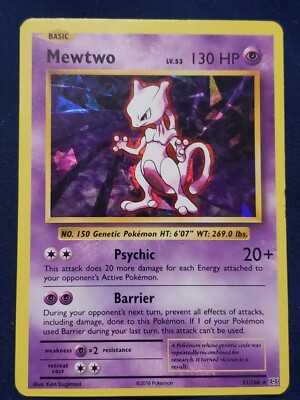 Basic Mewtwo LV.53 130 HP 51/108 2016 Cracked Ice | eBay