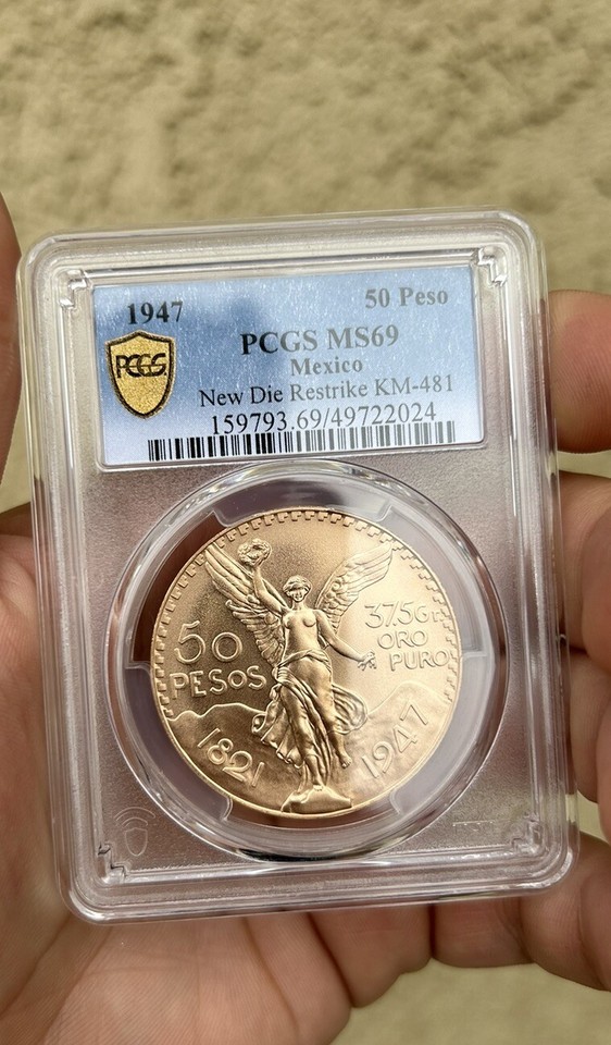 Mexican Gold Centenario 1947 New Die Restrike 50 Pesos Coin 22k ...
