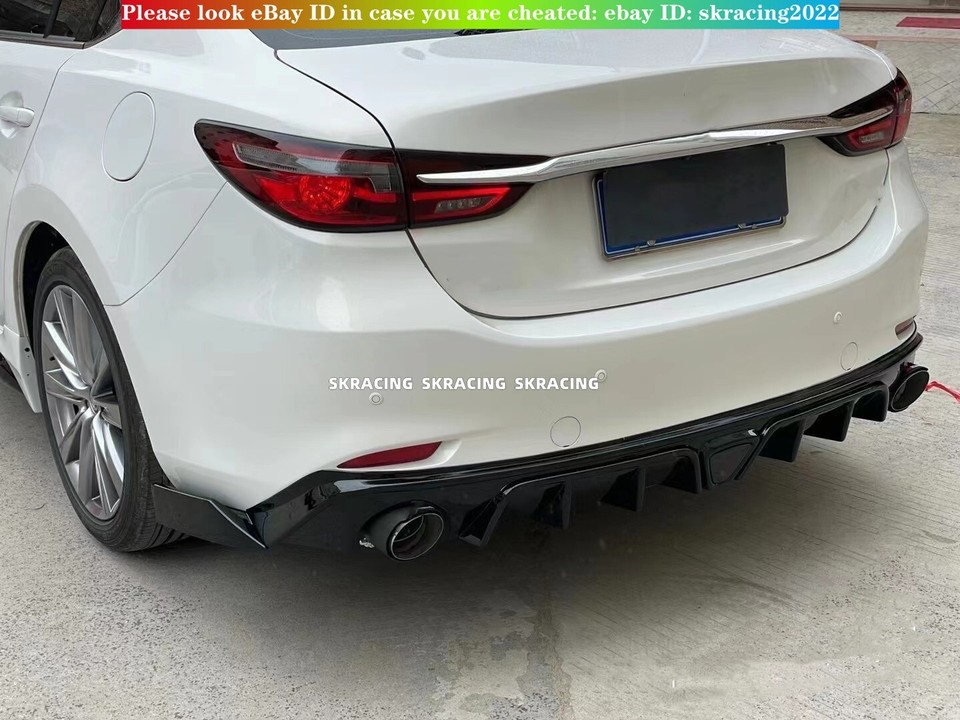 For 2014-2019 Mazda 6 Atenza Sedan Gloss Black Rear Bumper Lip Diffuser ...