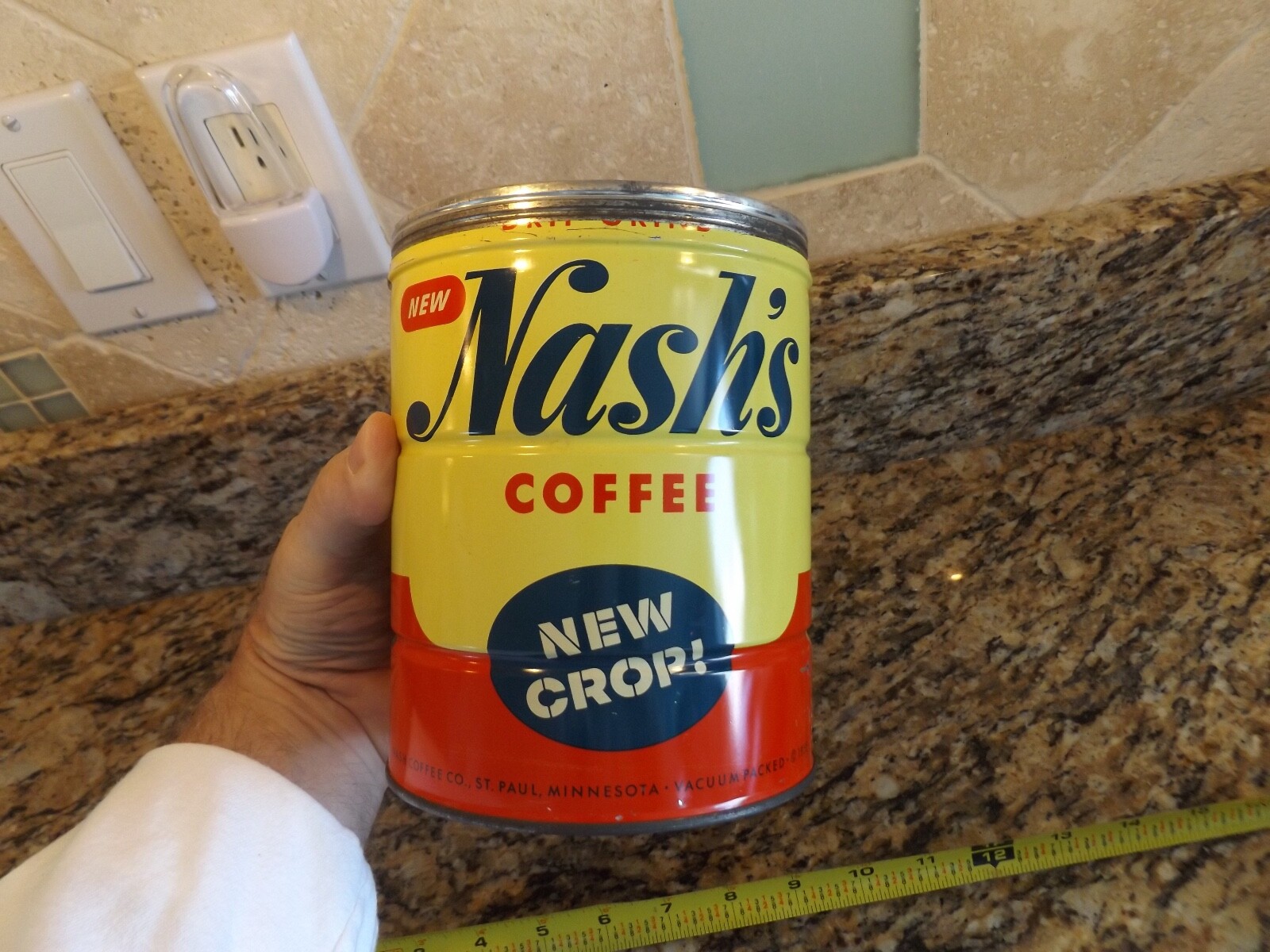 VINTAGE 2lb NASH'S COFFEE NEW CROP ! EMPTY CAN GREAT COLORS ADVERTISING ...