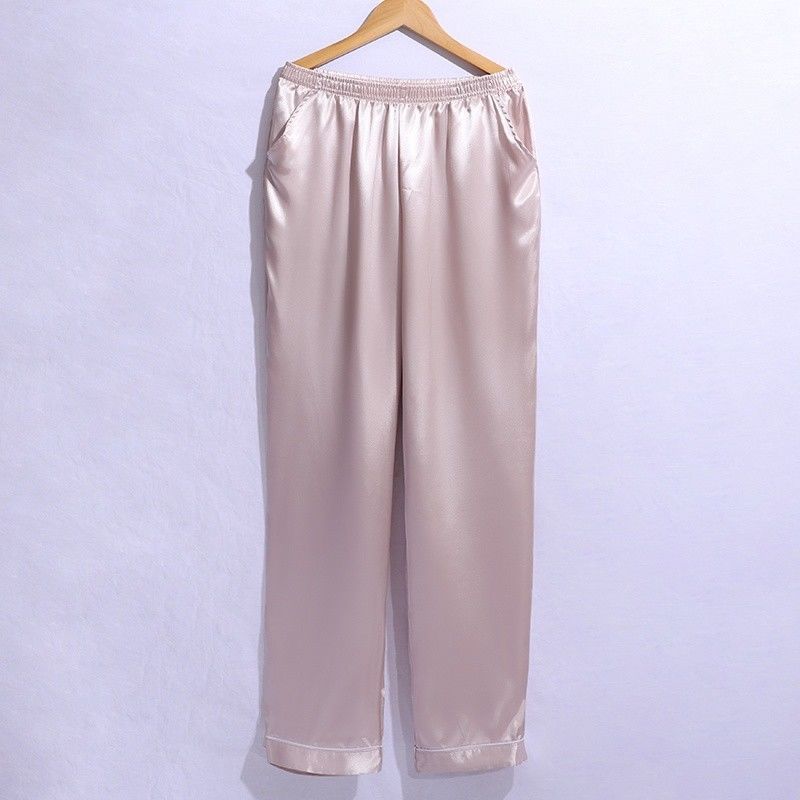 Men Satin Trousers Pants Pajama Bottom Faux Silk Sleepwear Lounge ...