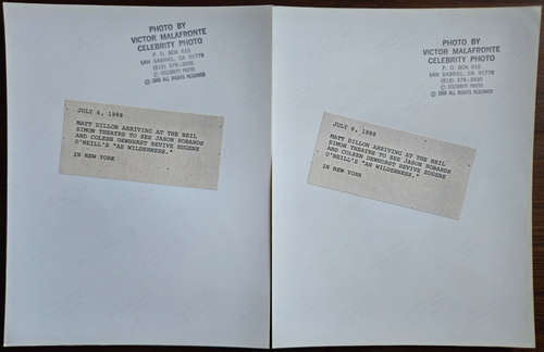 Matt Dillon (The Outsiders, Drugstore Cowboy) Lot of 2 1988 7x9 Press ...