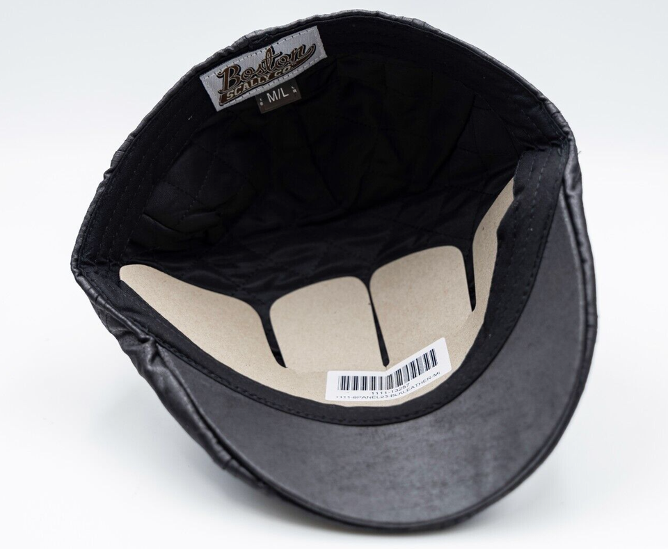 Boston Scally Company Scrapyard Black Faux Leather Cap M/L | eBay
