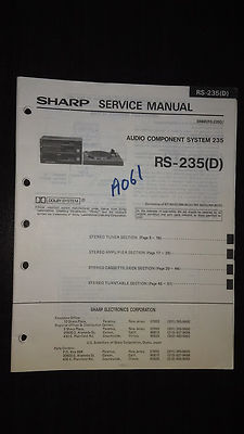 sharp rs-235 d st sm rt rp Service Manual original stereo eq turntable ...