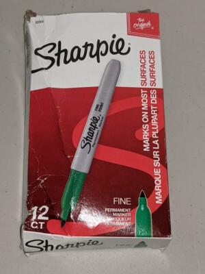 Sharpie 12 Ct Permanent Marker Green Fine #30004 New -072131 | eBay