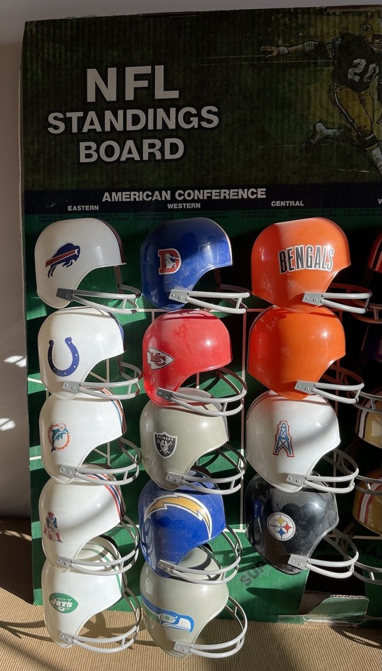 VTG 1977 NFL STANDINGS BOARD MINI HELMETS COMPLETE SET W/ CARDBOARD ...