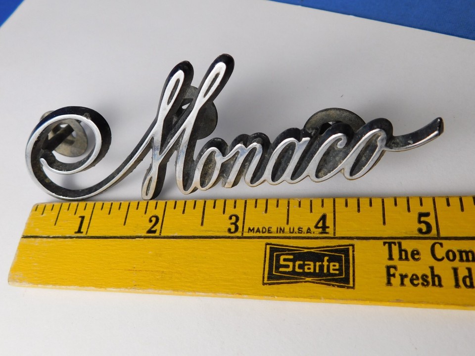 MONACO CAR EMBLEM METAL VINTAGE REPLACE RESTORE SCRIPT LETTERS | eBay