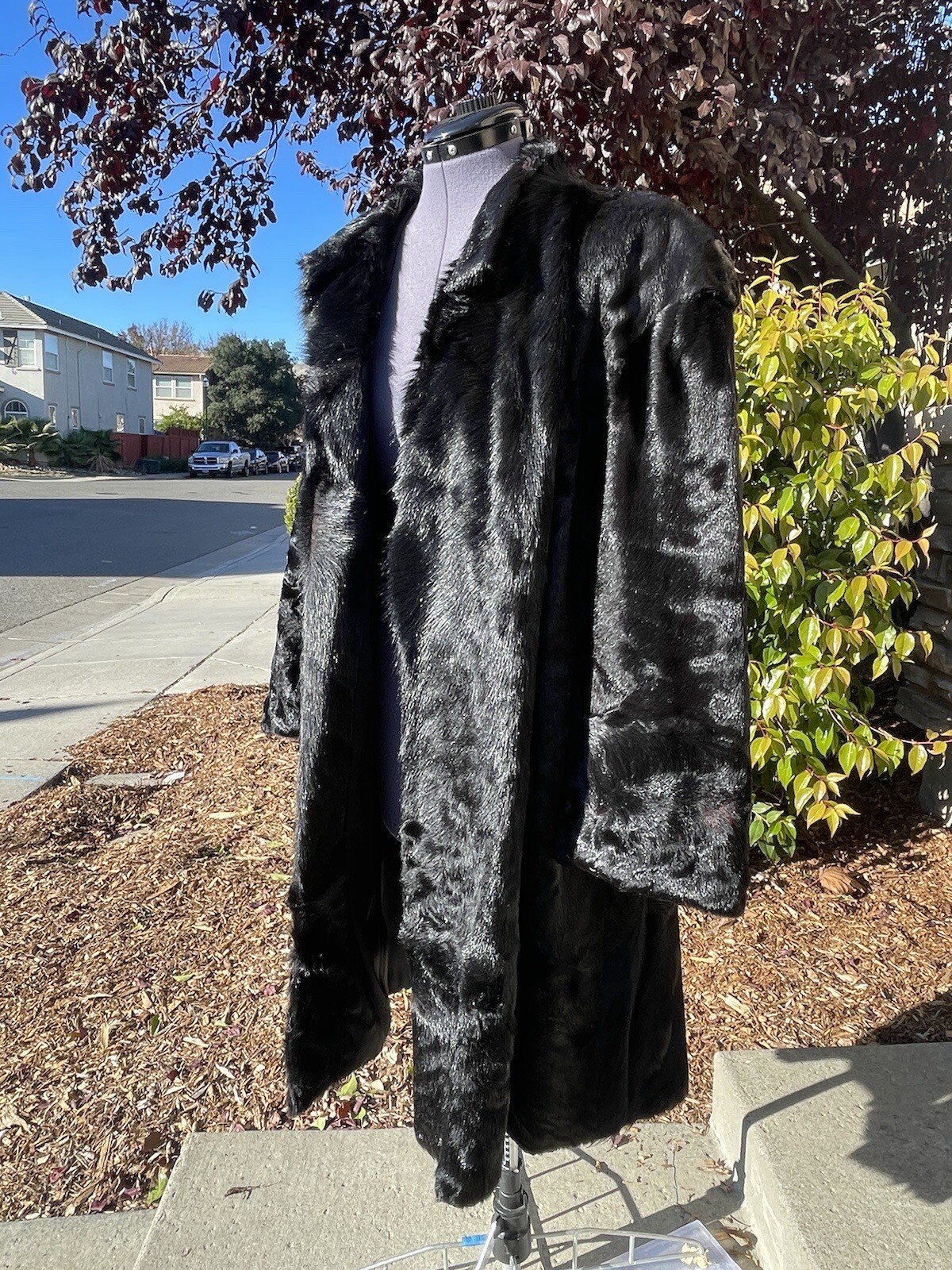 Vintage Black Calf Pony Hair Fur Hide Long Coat Leath… - Gem