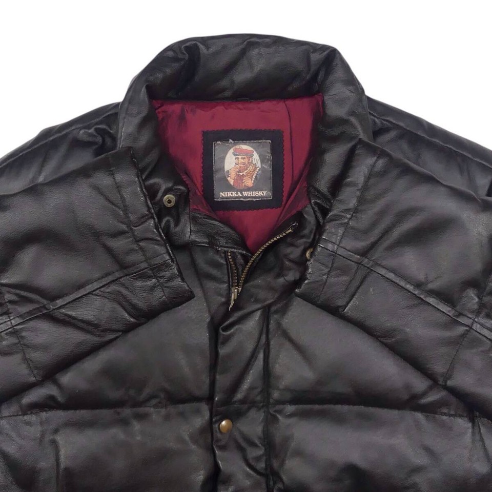 NIKKA WHISKY Men s L All Leather Down Jacket Nikka Whisky Black Leather ...