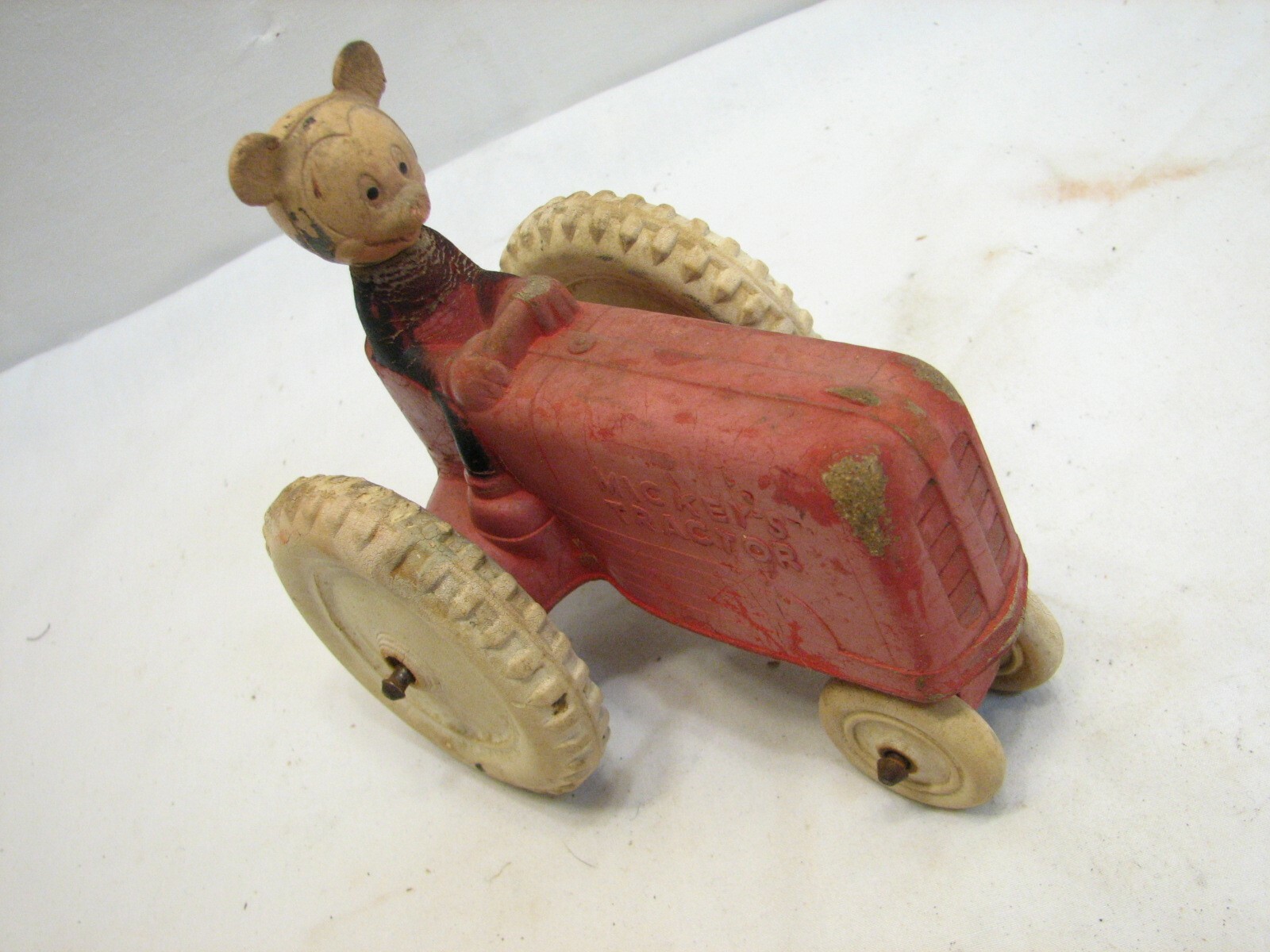 Mickey's Tractor Disney Mouse Red Sun Rubber Co Toy Farm | eBay