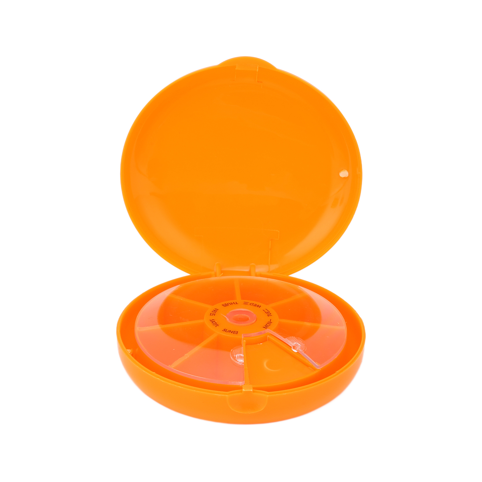 (Orange)7 Day Pills Container Plastic Round Seven Grids Pills Case ...