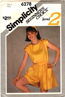 Simplicity 6278 Romper Pull-on Vintage 1983 Sewing Pattern Uncut 6 | eBay