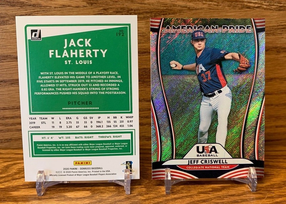 JACK FLAHERTY 2020 Donruss 2 Card LOT Holo Blue Foil + American Pride ...