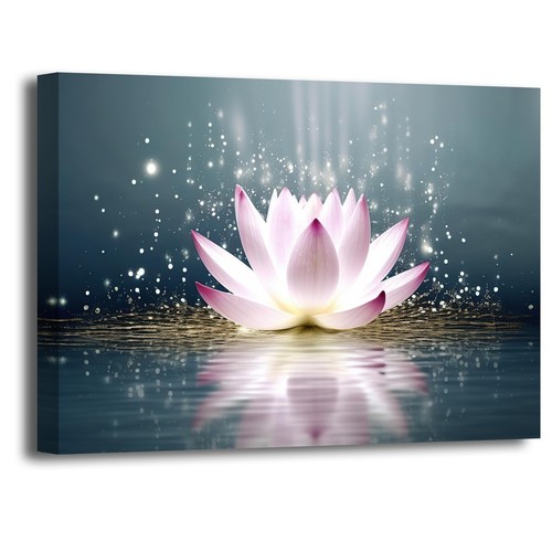 Zen Canvas Wall Art Pink Lotus Flower Bloom in Water Picture Prints for ...