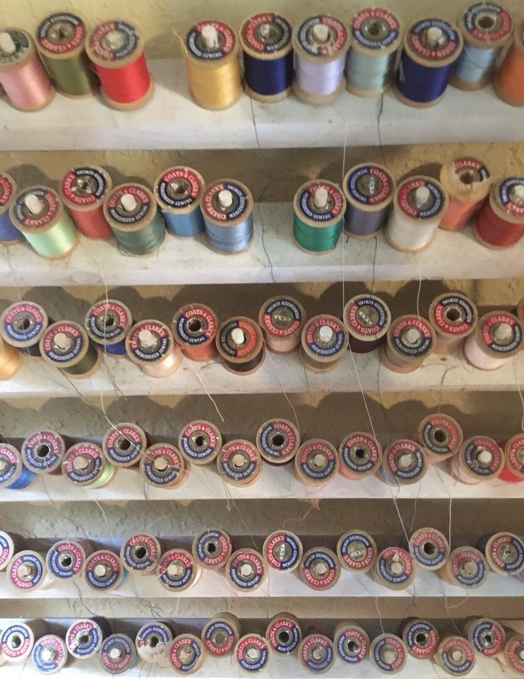 100+ Coats And Clark’s Mercerized Wood Thread Spools With Display Rack ...