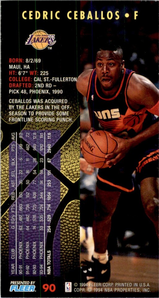 1994-95 NBA Jam Session CEDRIC CEBALLOS Los Angeles Lakers #90 | eBay