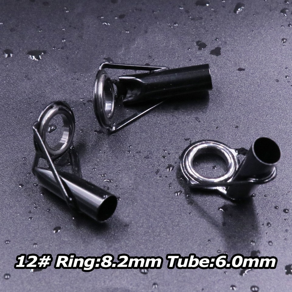 Black Fishing Rod Tip Guides Stainless Steel Ceramic Ring 1.8mm~8mm ...