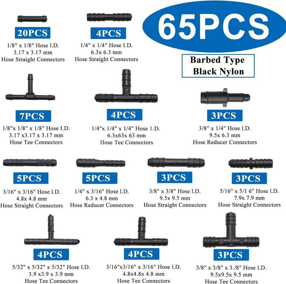 Vacuum Line Kit, 6Pcs 5Ft Vacuum Hose Automotive with 65Pcs Vacuum Line ...