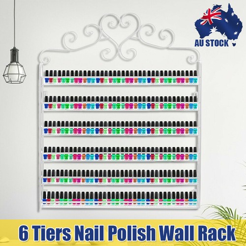 6 Tier Wall Mounted Nail Polish Display Rack Metal Organizer Shelf ...