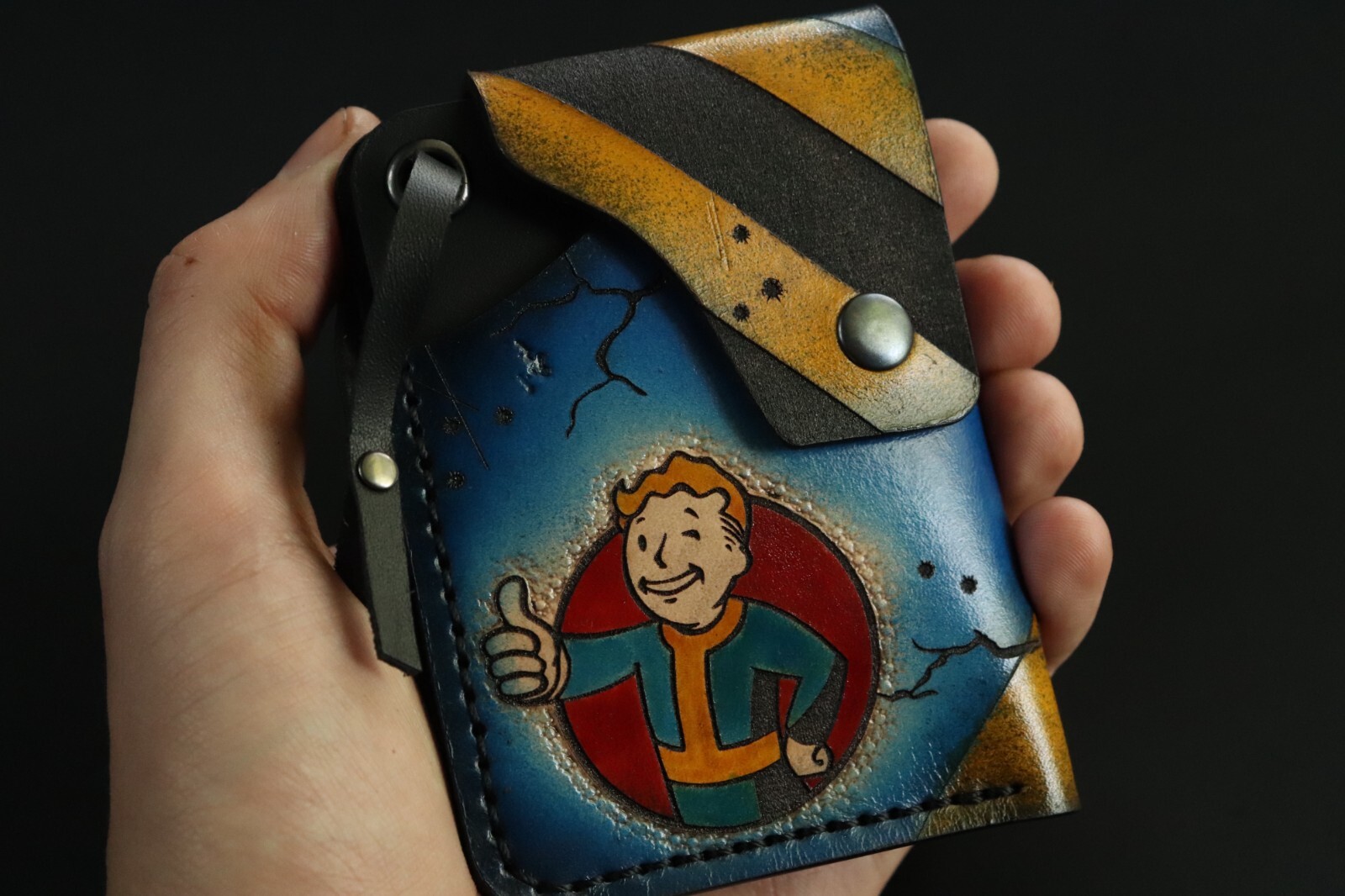 fallout wallet, vault boy, wasteland, EDC, handmade leather wallet ...