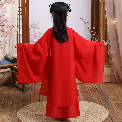 Kids Girl Hanfu Sakura Embroidery Dress Tulle Chinese Traditional ...