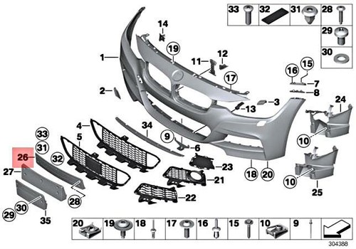 Genuine BMW Hybrid F30 F31 316d 316i 318d 318dX Licence Plate Base ...