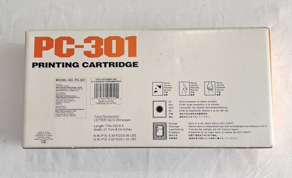 Brother PC-301 Thermal Transfer Printing Cartridge - Black (1 Pack ...