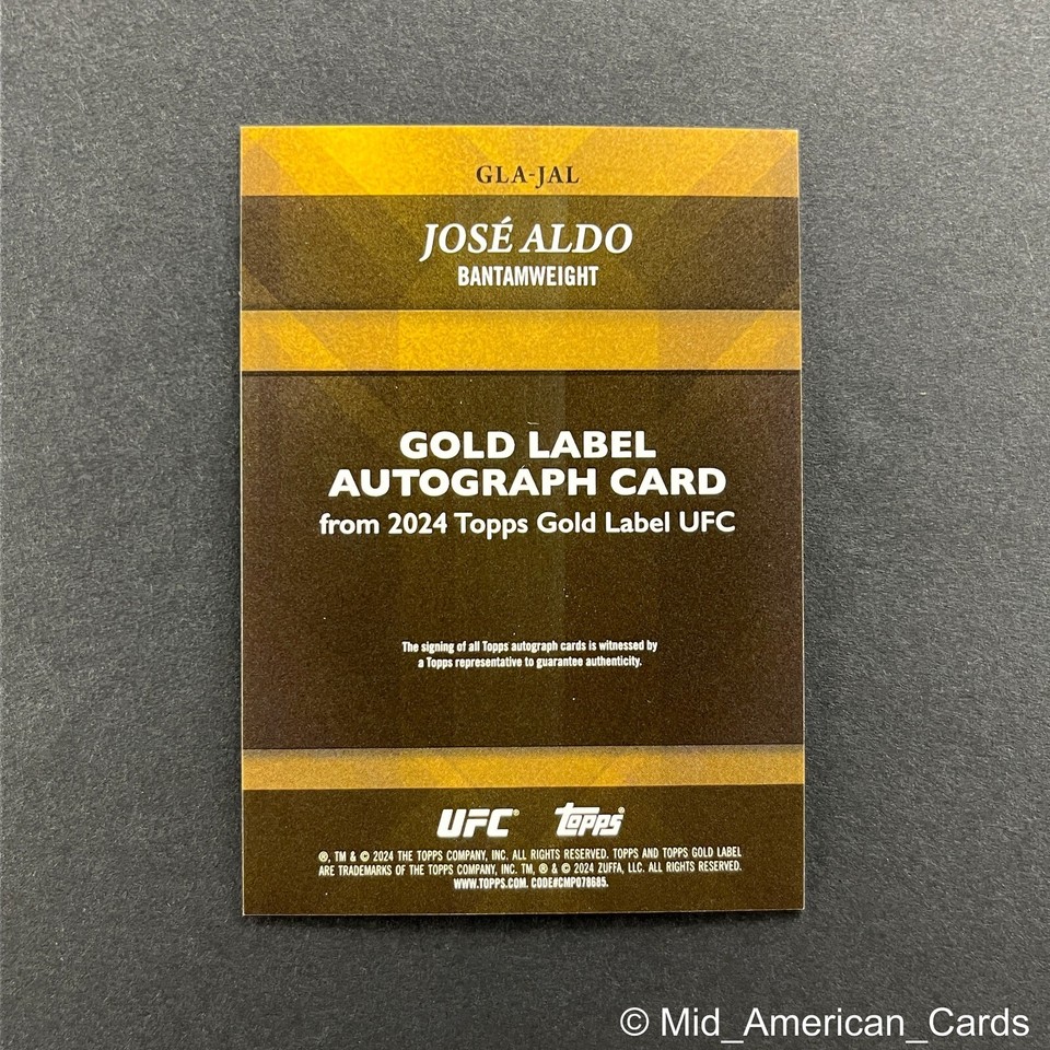 2024 Topps Gold Label UFC Jose Aldo #GLA-JAL Autograph Card Red /25 | eBay