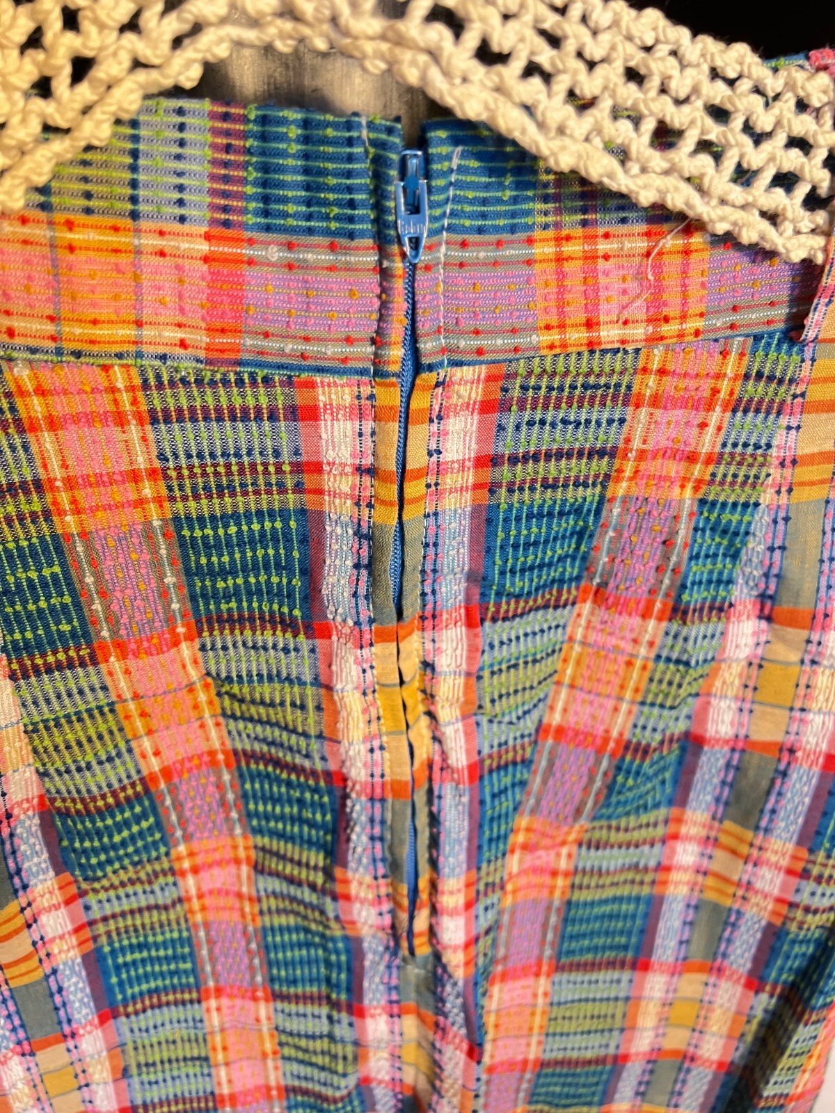 1970s Vtg 2pc Skirt Suit S Multicolored Nubby Plaid Short Sleeve Miss ...