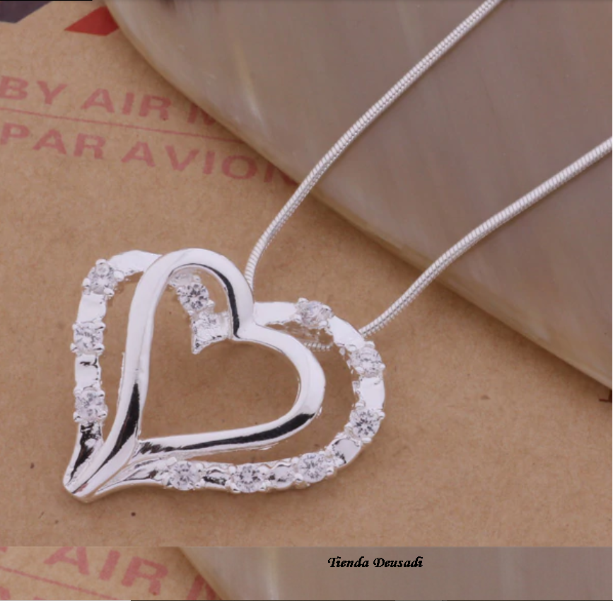 Silver Heart Pendant Necklace And Crystal A Gift For Those Holidays | eBay