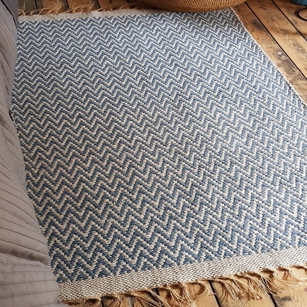 Scandi Recycled Cotton Jute Herringbone Soft Rugs 90 x 150 cm ...