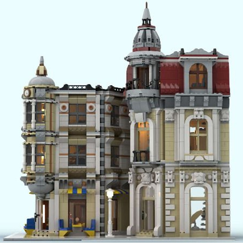 2-in-1 Modular Corner Buildings Architecture with Interior 3971 Pieces ...