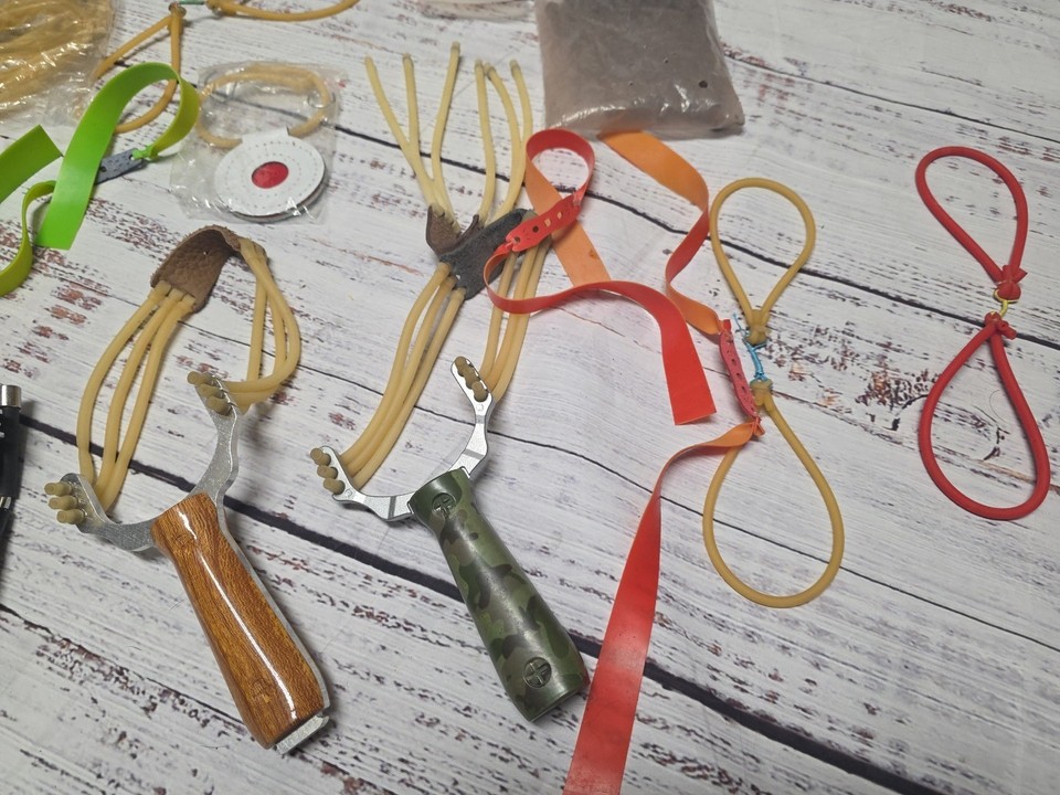 Wrist Hand Rocket High Velocity Sling Shots Lot 5 With Extra Bands Clay ...